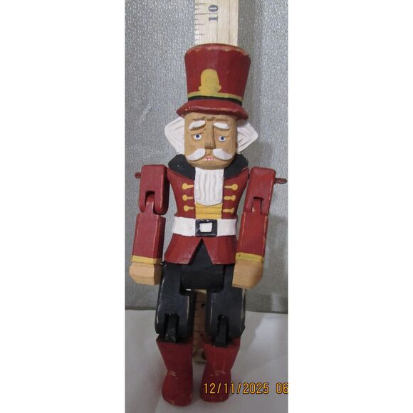 unknown | Holiday | Vintage Hand Carved Wood Nutcracker Poseable Shelf ...